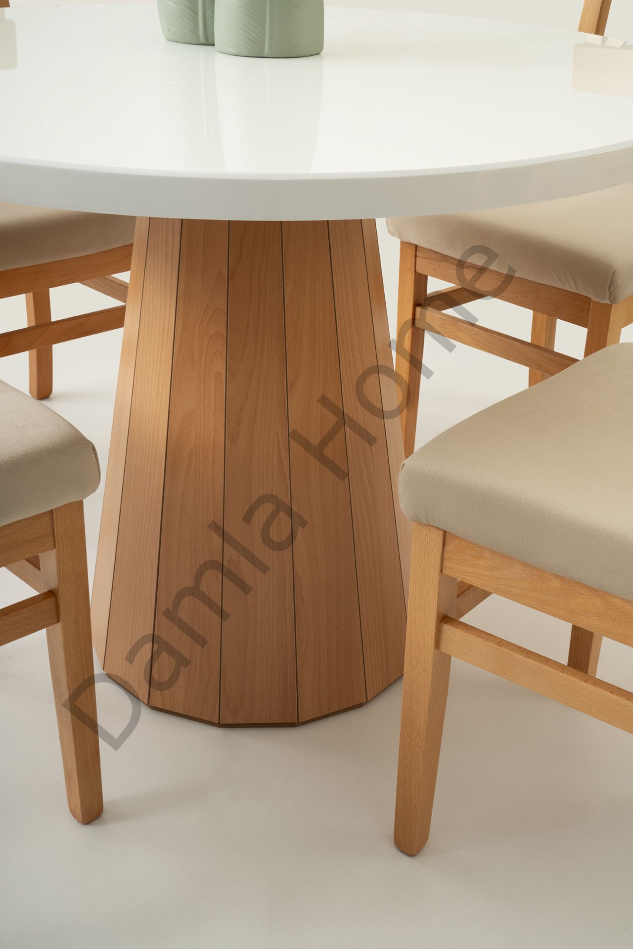 Bohem Masa Sandalye Takımı - Beyaz/Naturel